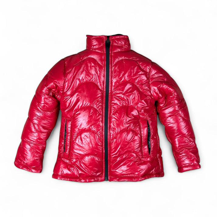 Red shiny jacket – Perky labels